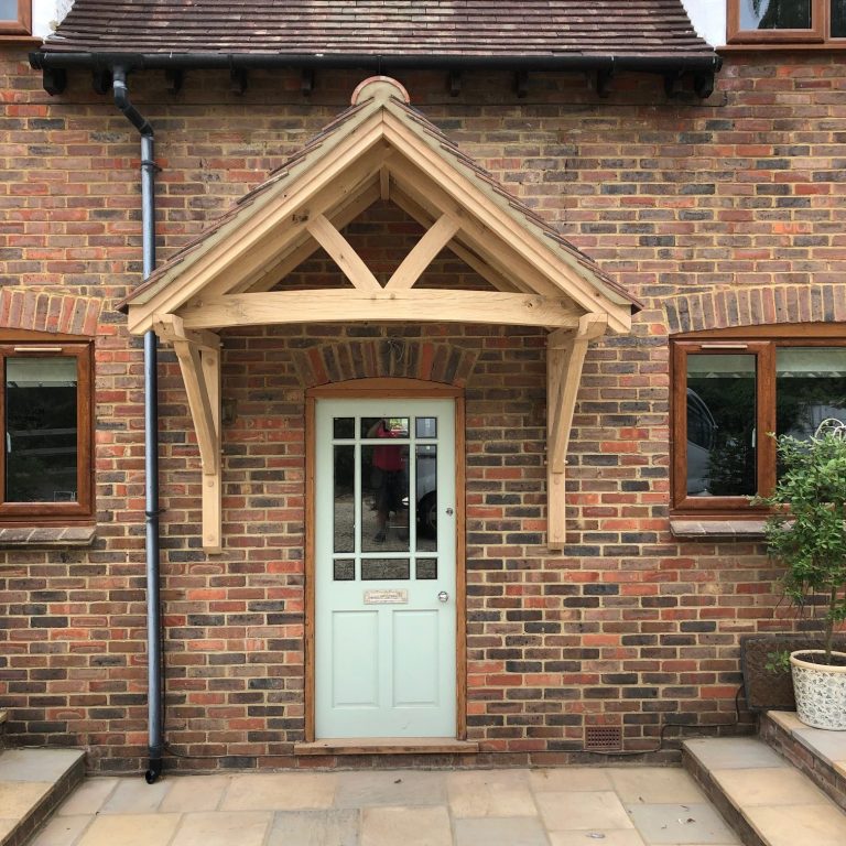 Oak Framed Canopy Supplied And Fitted With A Red Tile Roof Near Oxford Wye Oak
